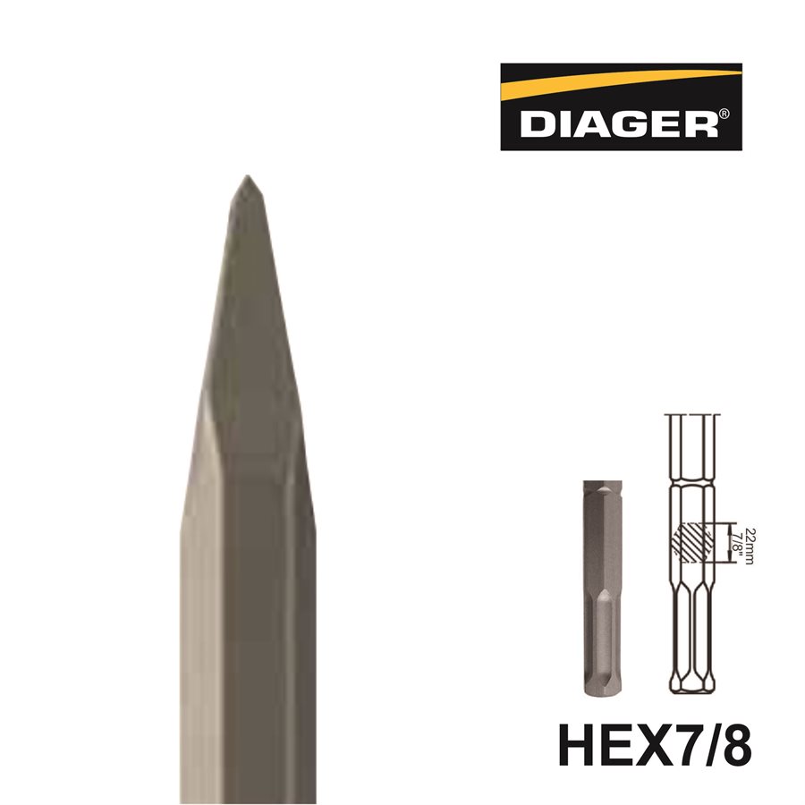 HEX7 / 8; Pointed chisel;